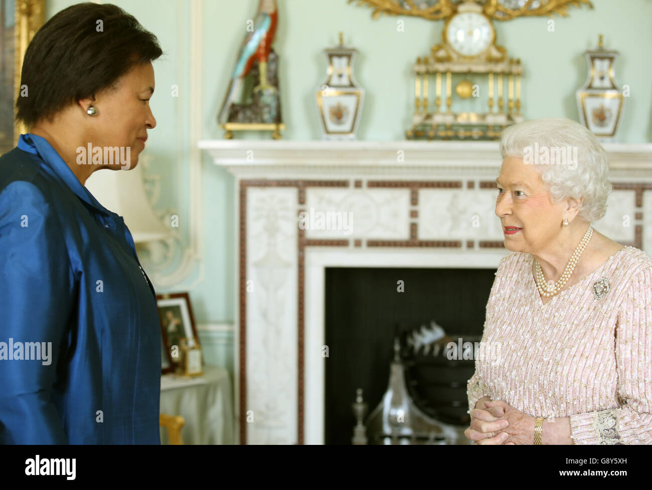 Baroness Scotland of Asthal is received by Queen Elizabeth II on her ...