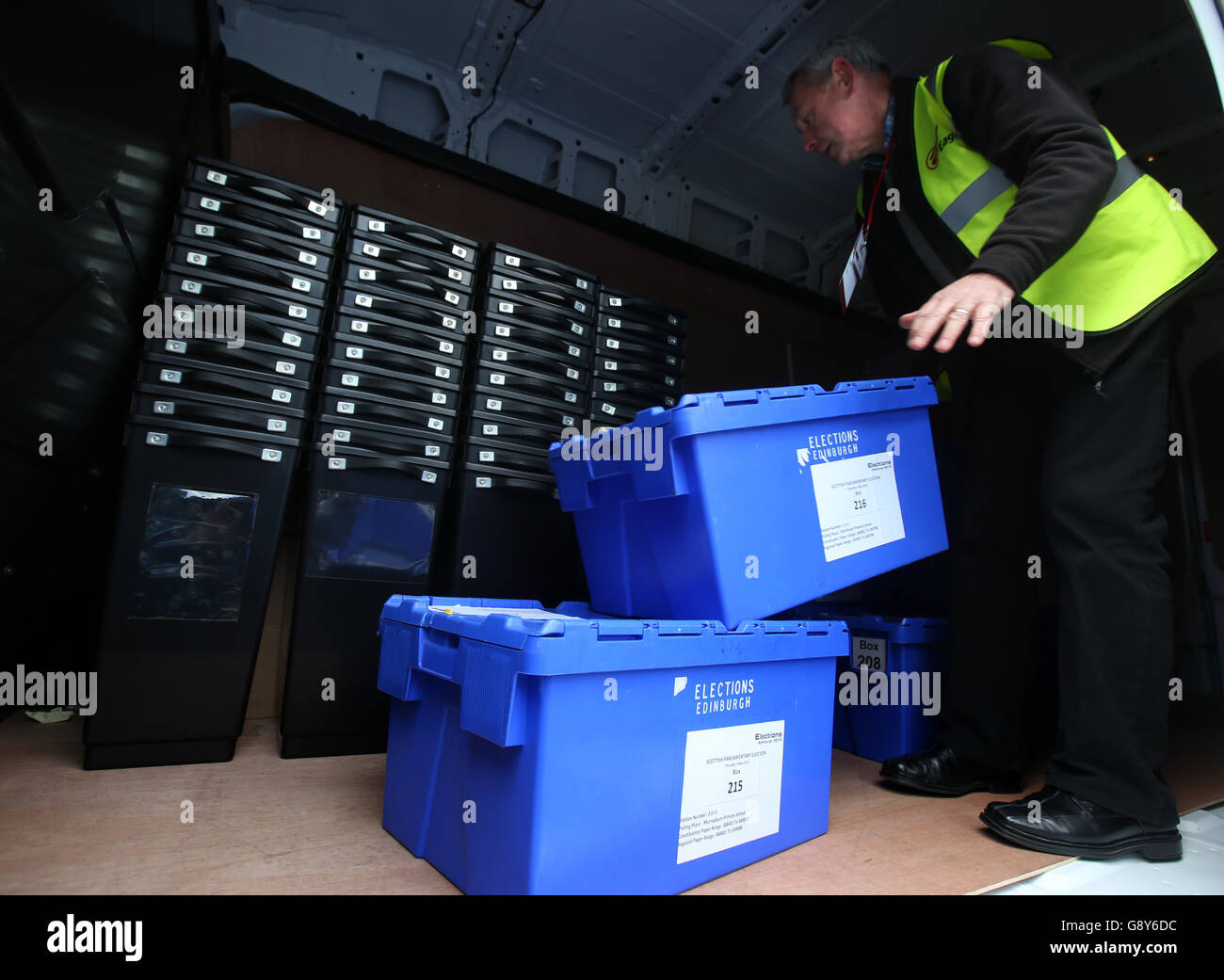 Ballot boxes to be used for voting in the Scottish Parliament Election ...