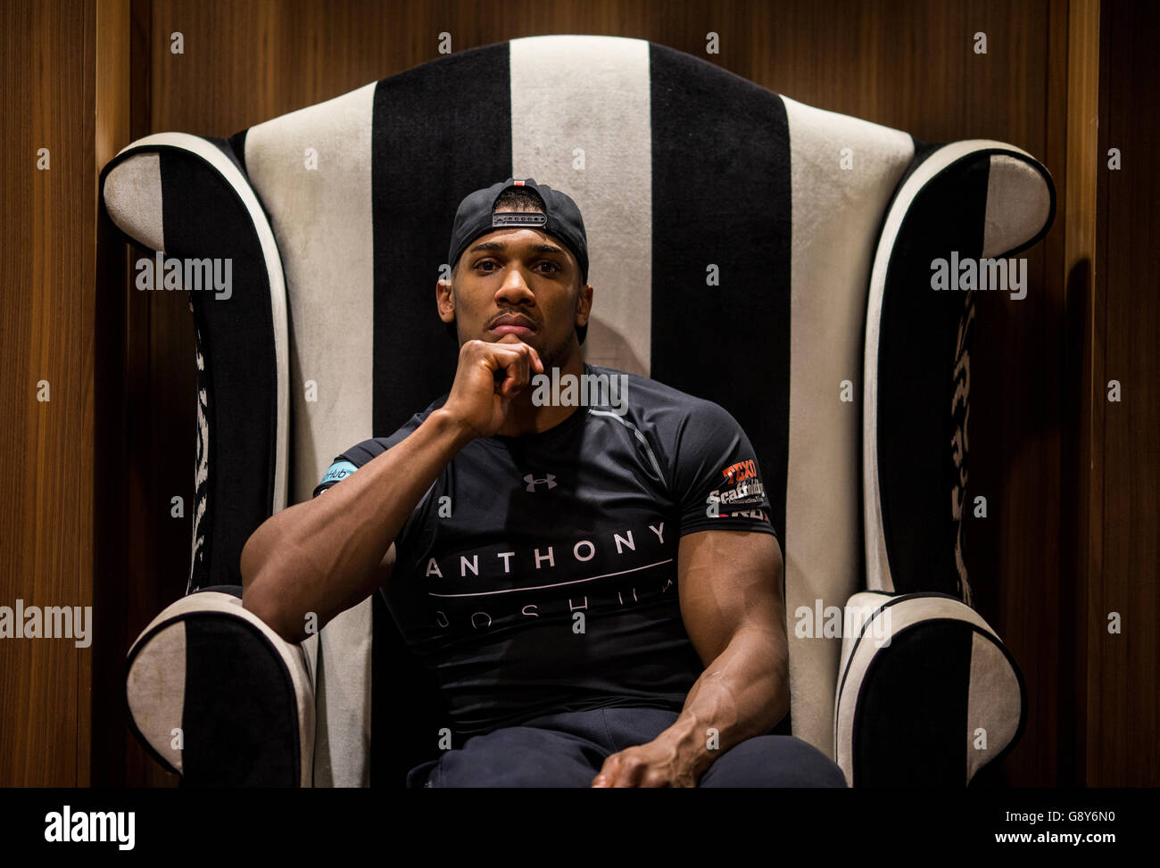 Anthony Joshua poses after the press conference at Hilton Syon Park ...