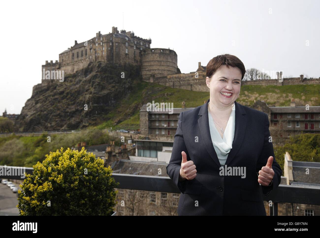 Scottish Conservative leader Ruth Davidson stands with Edinburgh Castle ...