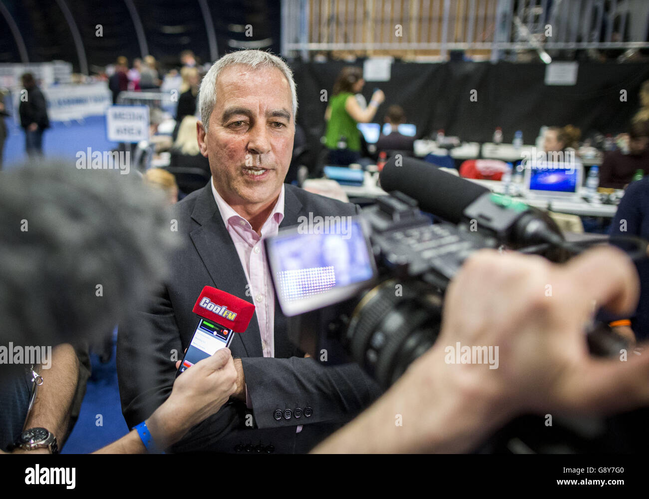 Sinn Fein candidate for Belfast West Pat Sheehan speaks with media ...