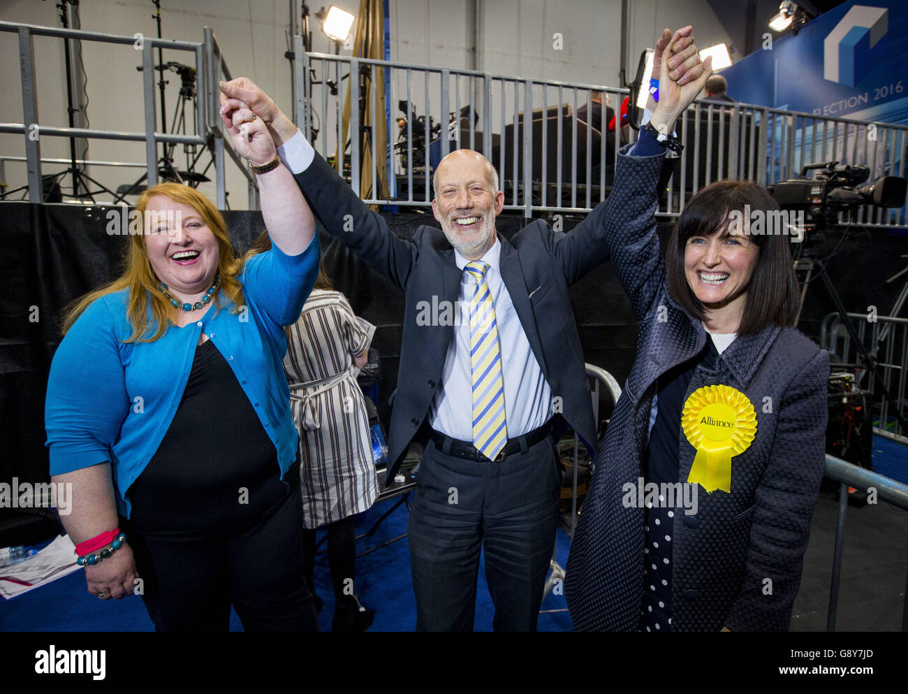 (left to right) Alliance Party's newly elected MLA for Belfast East ...
