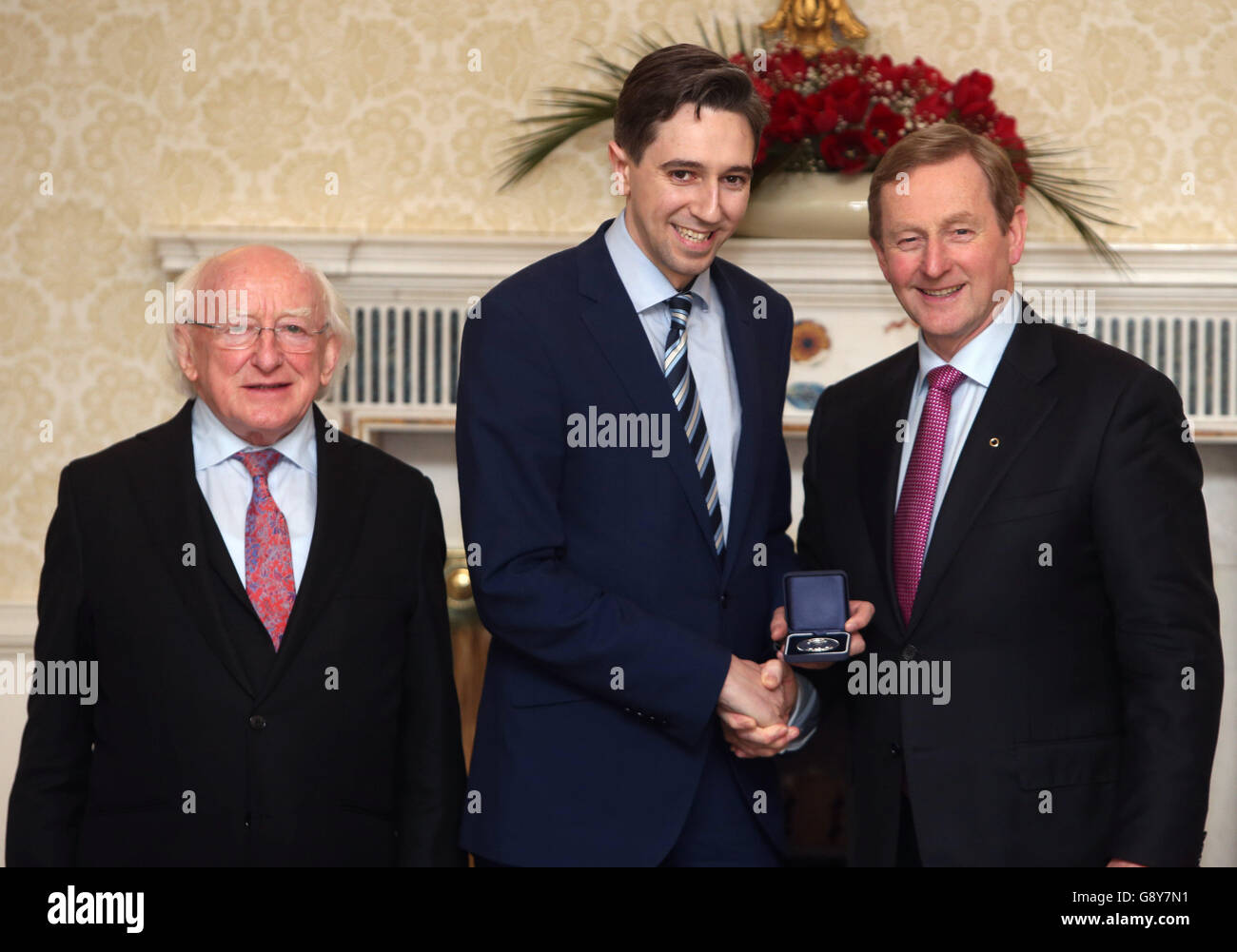 Irish president michael d higgins stands hi-res stock photography and ...