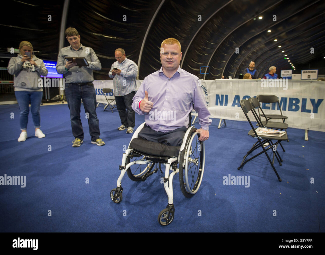 Andy Allen, UUP MLA candidate for Belfast East celebrates winning his ...