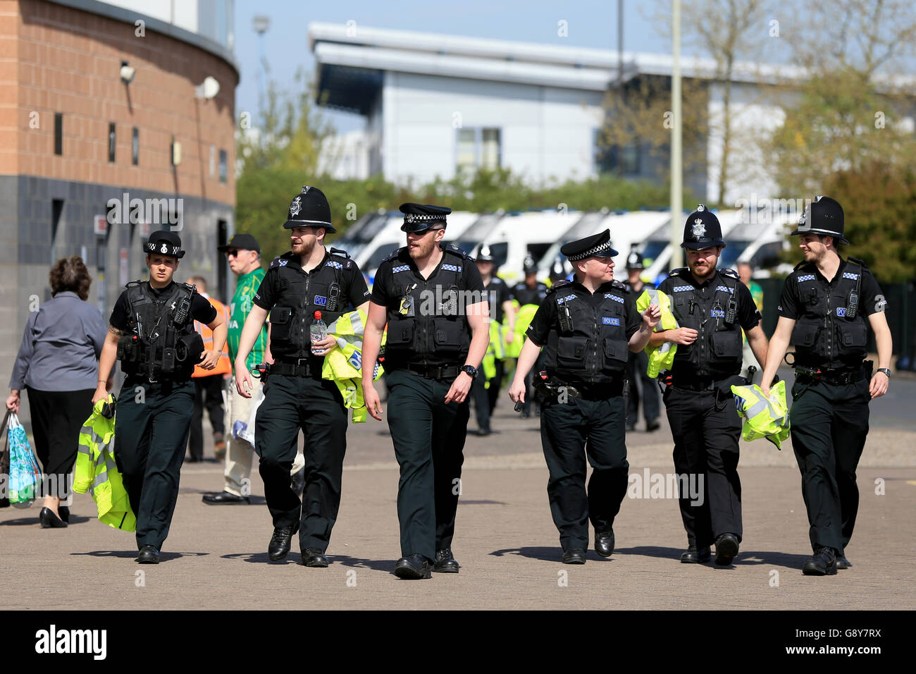 A heavy police presence seen outside the ground before the Barclays ...