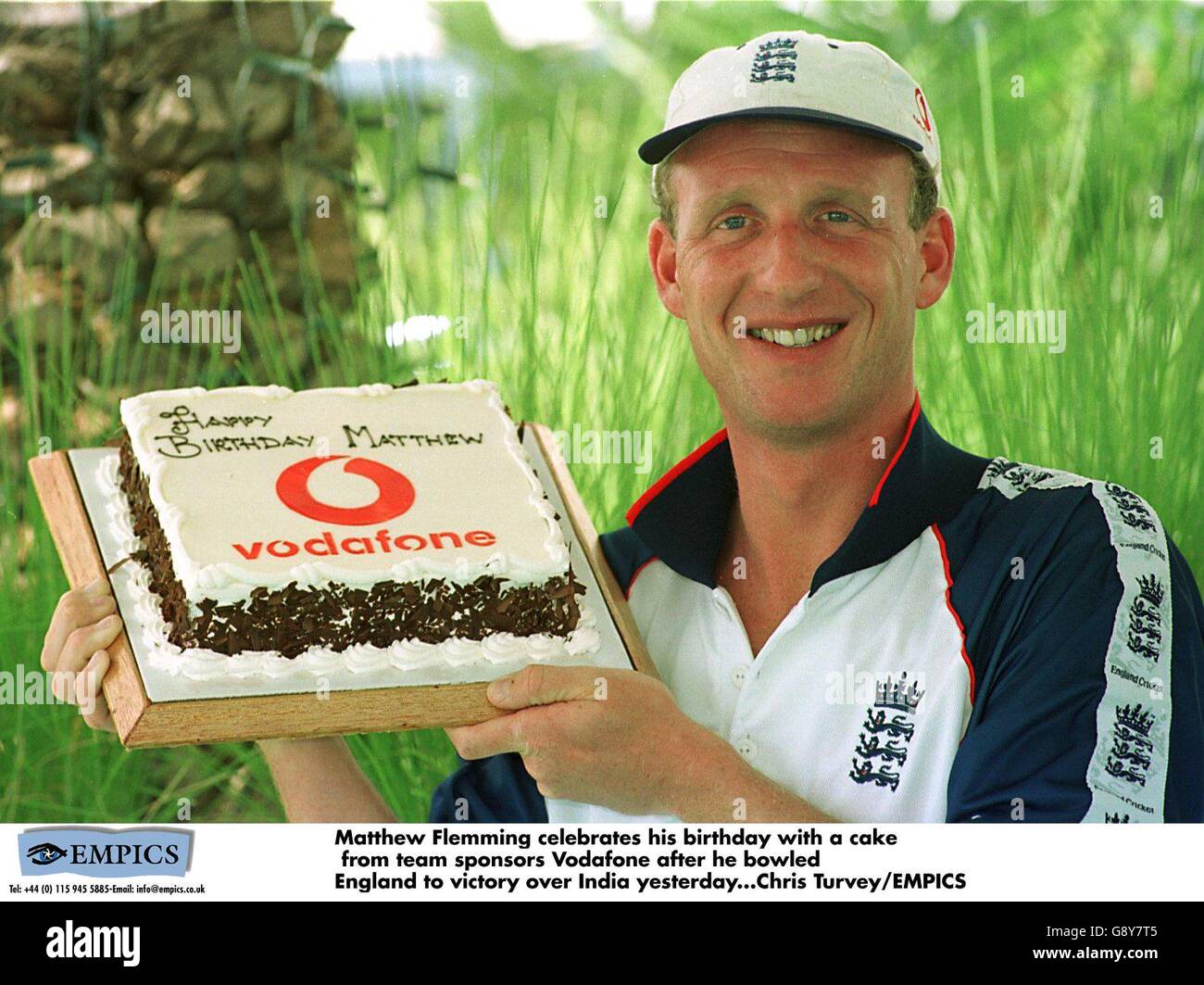 England's Matthew Fleming celebrates his birthday with a cake from team ...