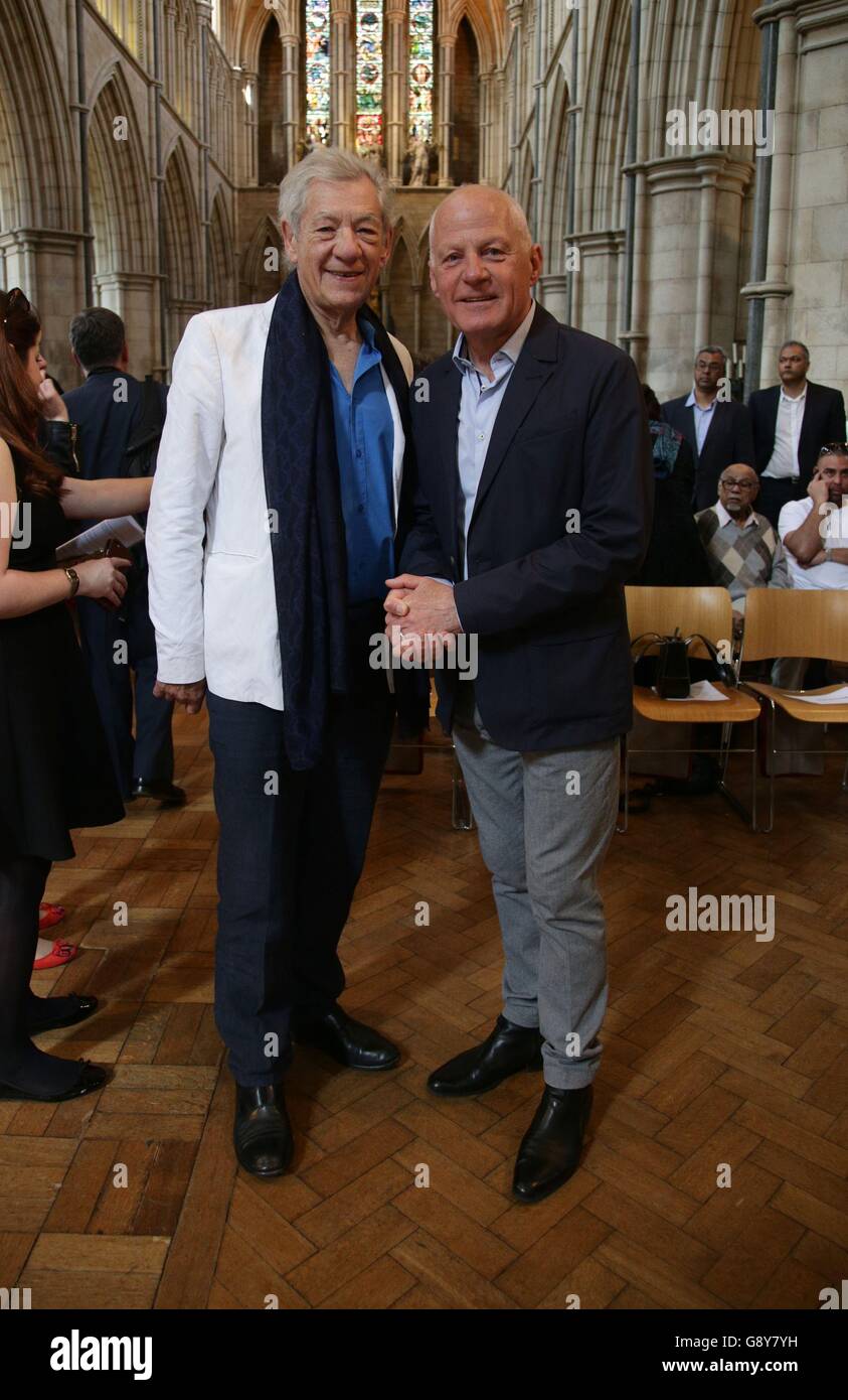 Lord Michael Cashman (right) and Sir Ian McKellen in Southwark ...