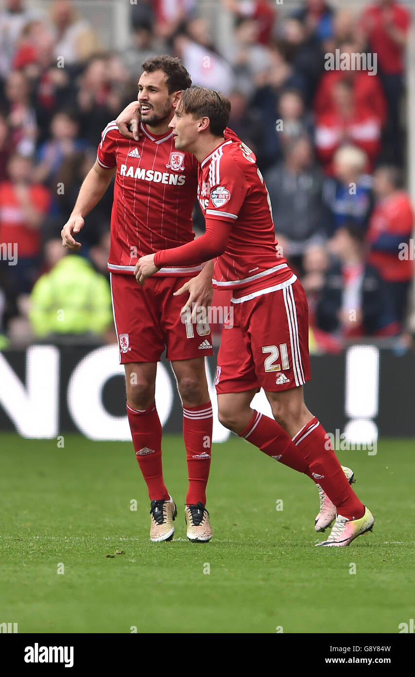 Middlesbrough forward Christian Stuani celebrates his goal during the ...