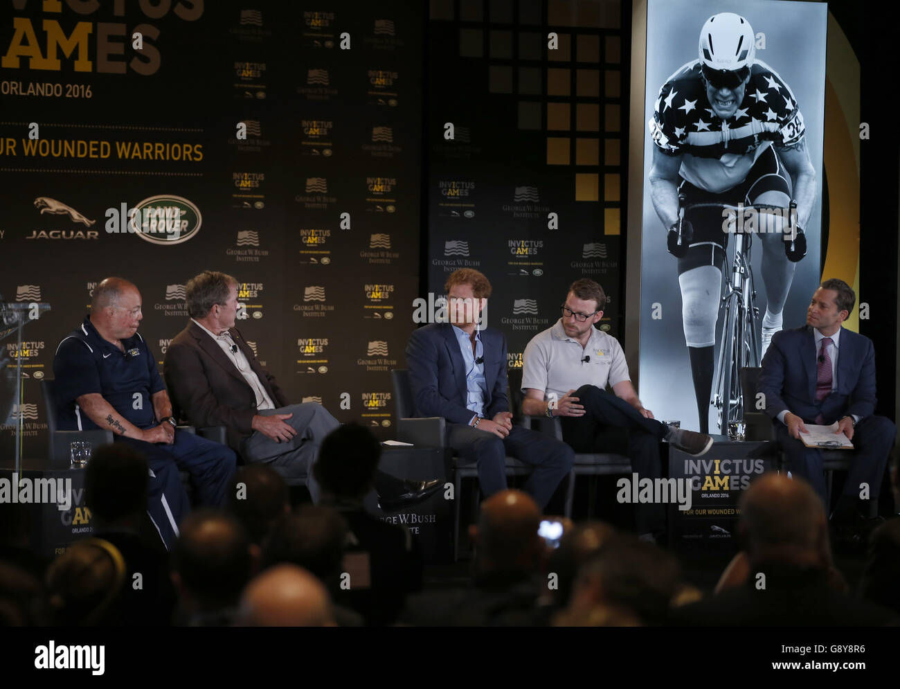 Prince Harry (centre) and former US President George W Bush (second ...