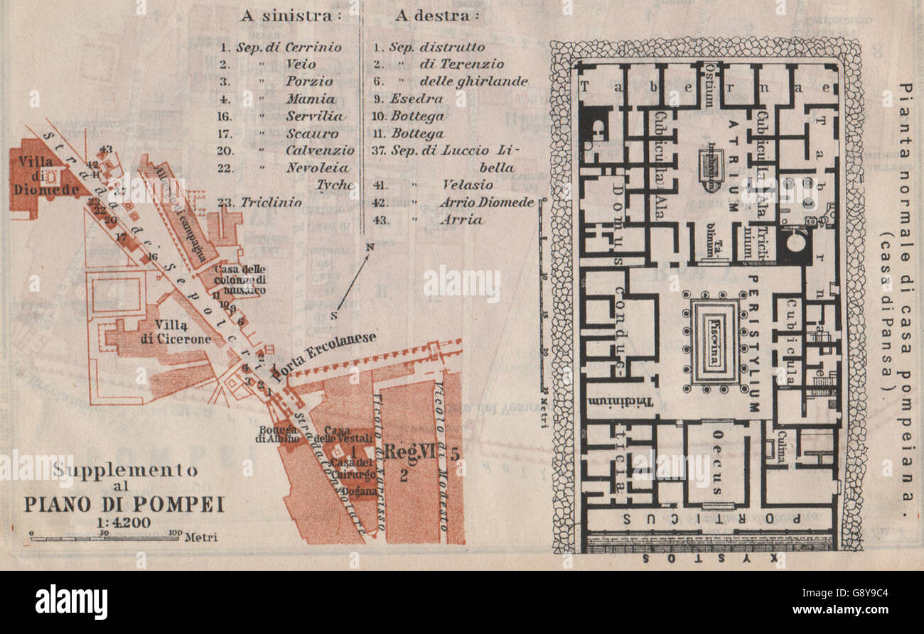 POMPEII. Strada dei Sepolcri. Pompeian house. Casa di Pansa floor plan ...