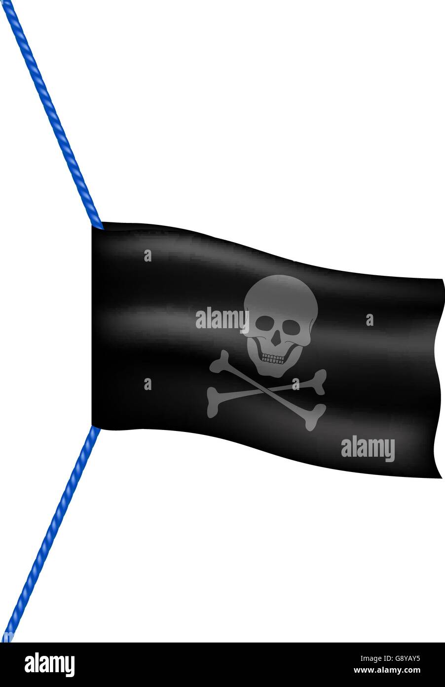 Pirate flag with skull symbol hanging on blue rope Stock Vector Image ...