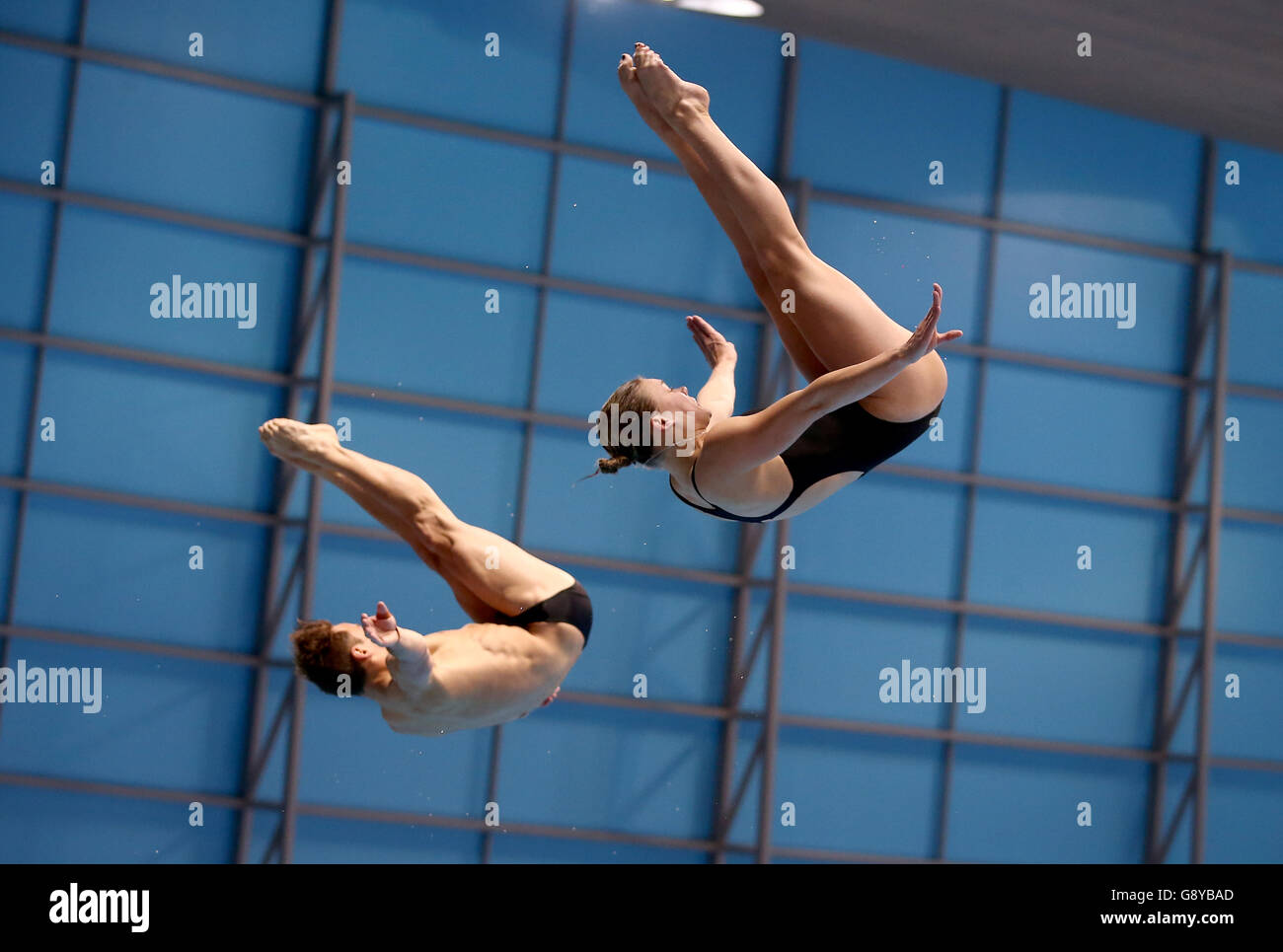 Great Britain's Tom Daley and Grace Reid compete in the 3m Synchro ...