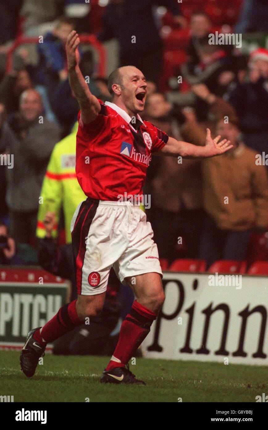 Nottingham Forest's Steve Stone celebrates scoring the winning goal ...