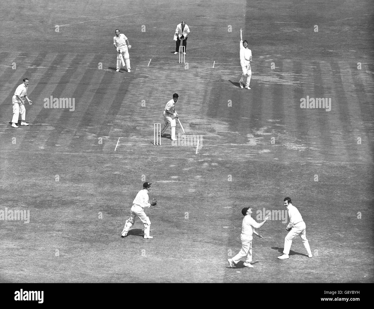 New Zealand's Bevan Congdon is caught at slip by England's Phil Sharpe ...