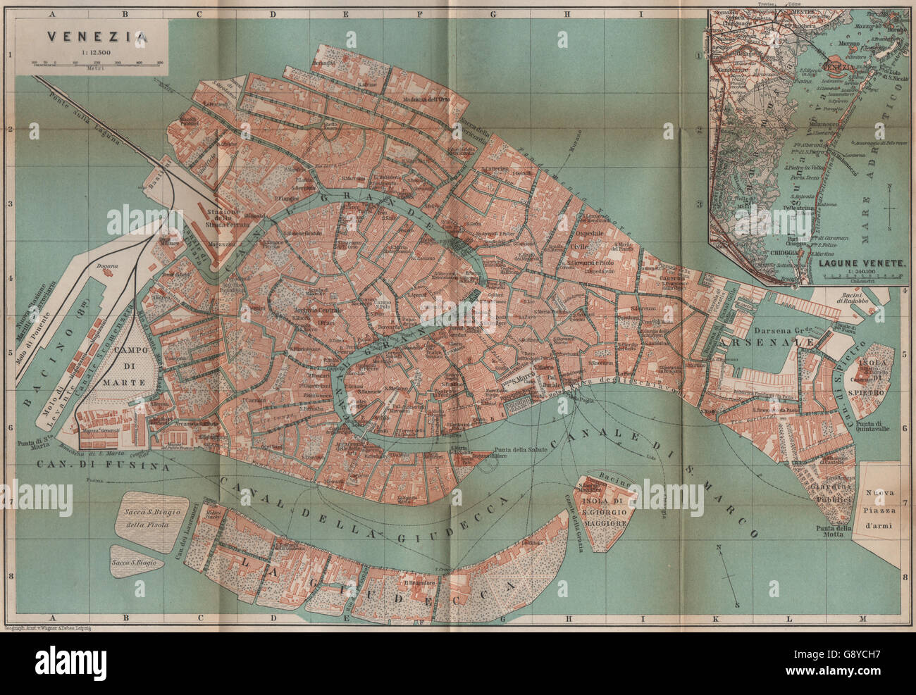 VENEZIA VENICE town city plan. Inset Lagune Venete. Lagoon mappa, 1895 ...