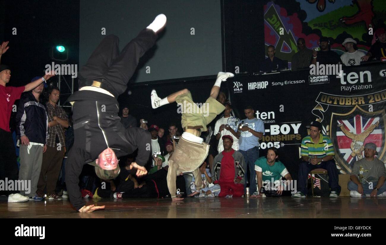 Breakdancing competitors in the 2005 B-Boy Championships battle it out ...