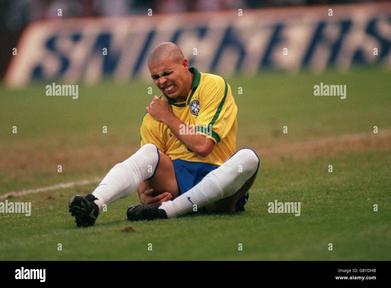 One full front view yellow injury pain snickers salesedit football hi ...