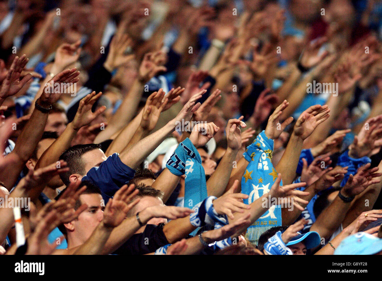 Olympique marseille fans show support for their team hi-res stock ...