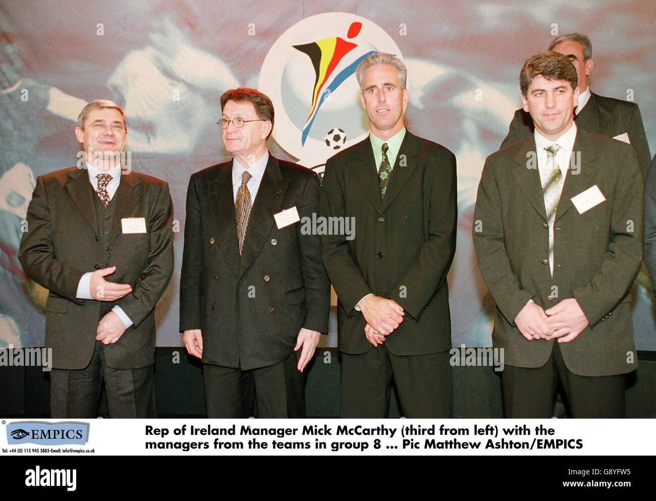 Ireland manager Mick McCarthy (third from left) with the managers from ...
