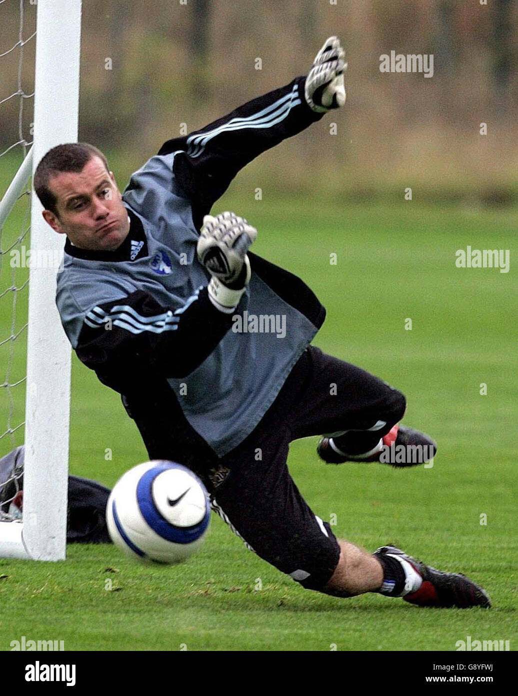 Newcastle United goalkeeper Shay Given in action during a training ...