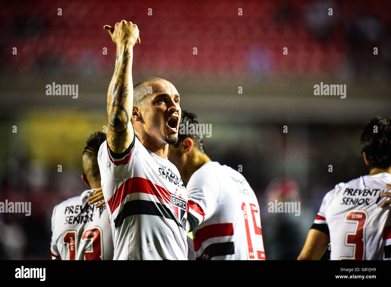SAO PAULO, Brazil - 29/06/2016: SPFC X FLUMINENSE - players Sao Paulo ...