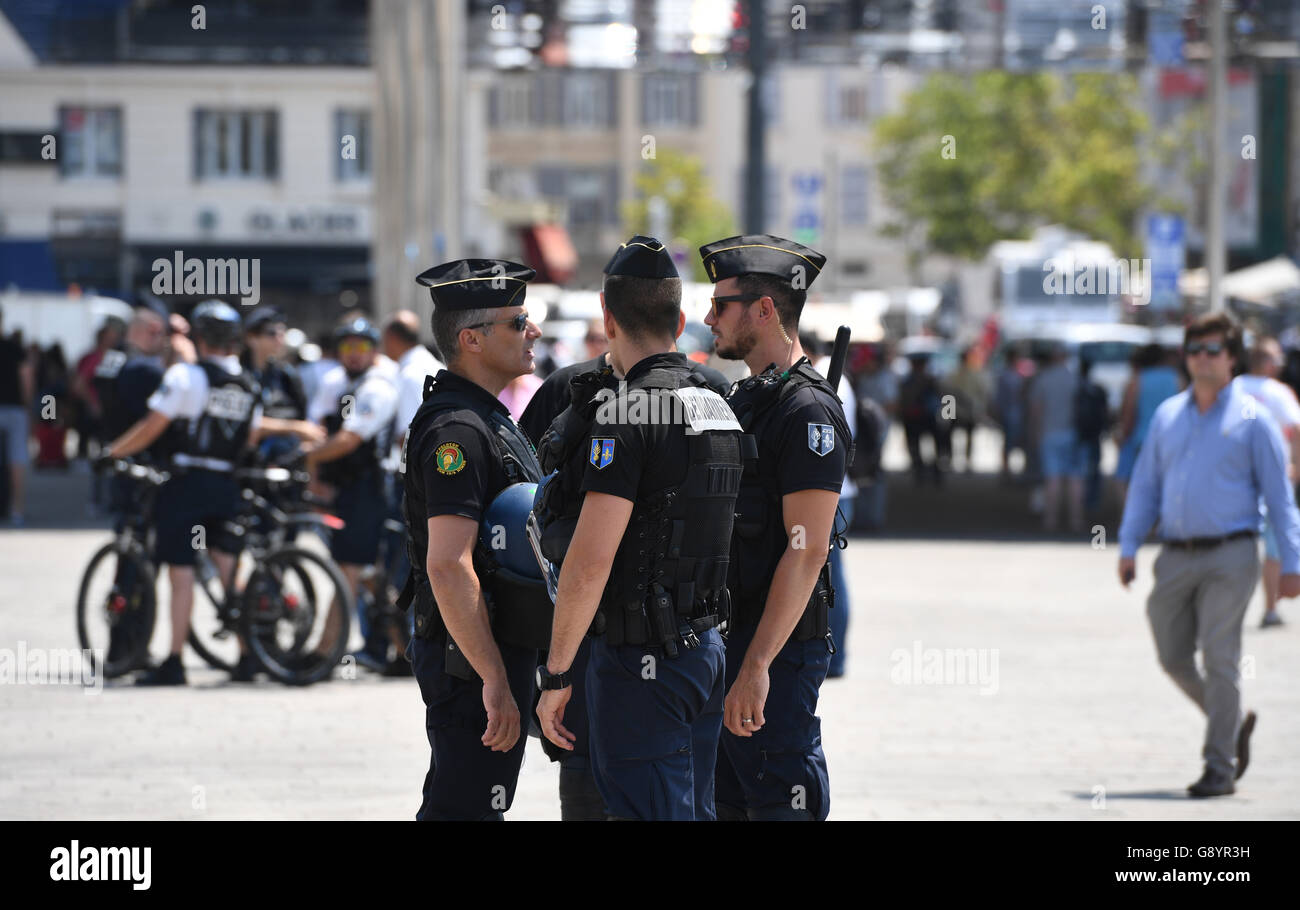 Marseille, France. 30th June, 2016. French police officers are seen in ...