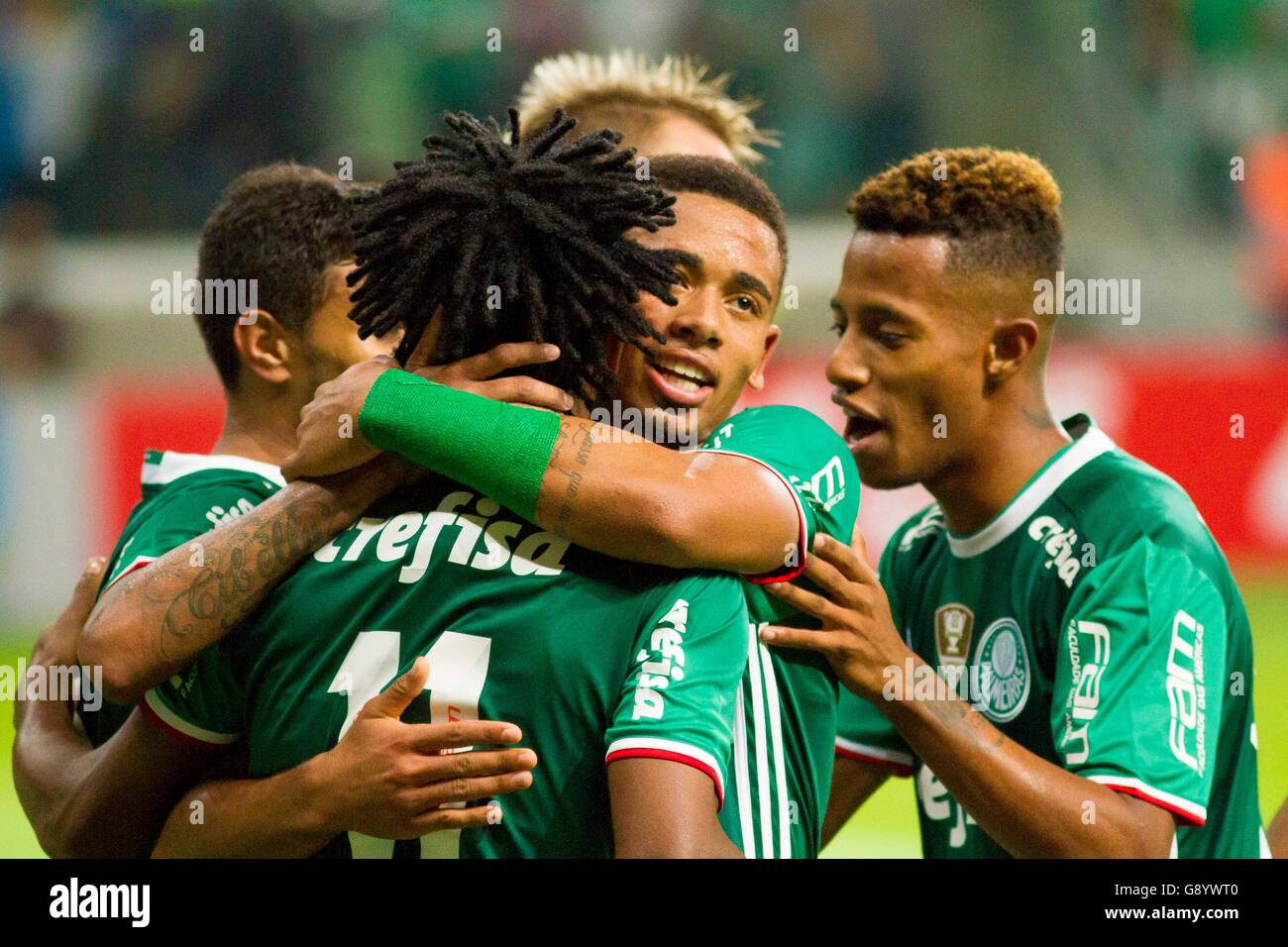 SAO PAULO, Brazil - 06/30/2016: PALM X FIGUEIRENSE - Commemoration of the third goal of ...