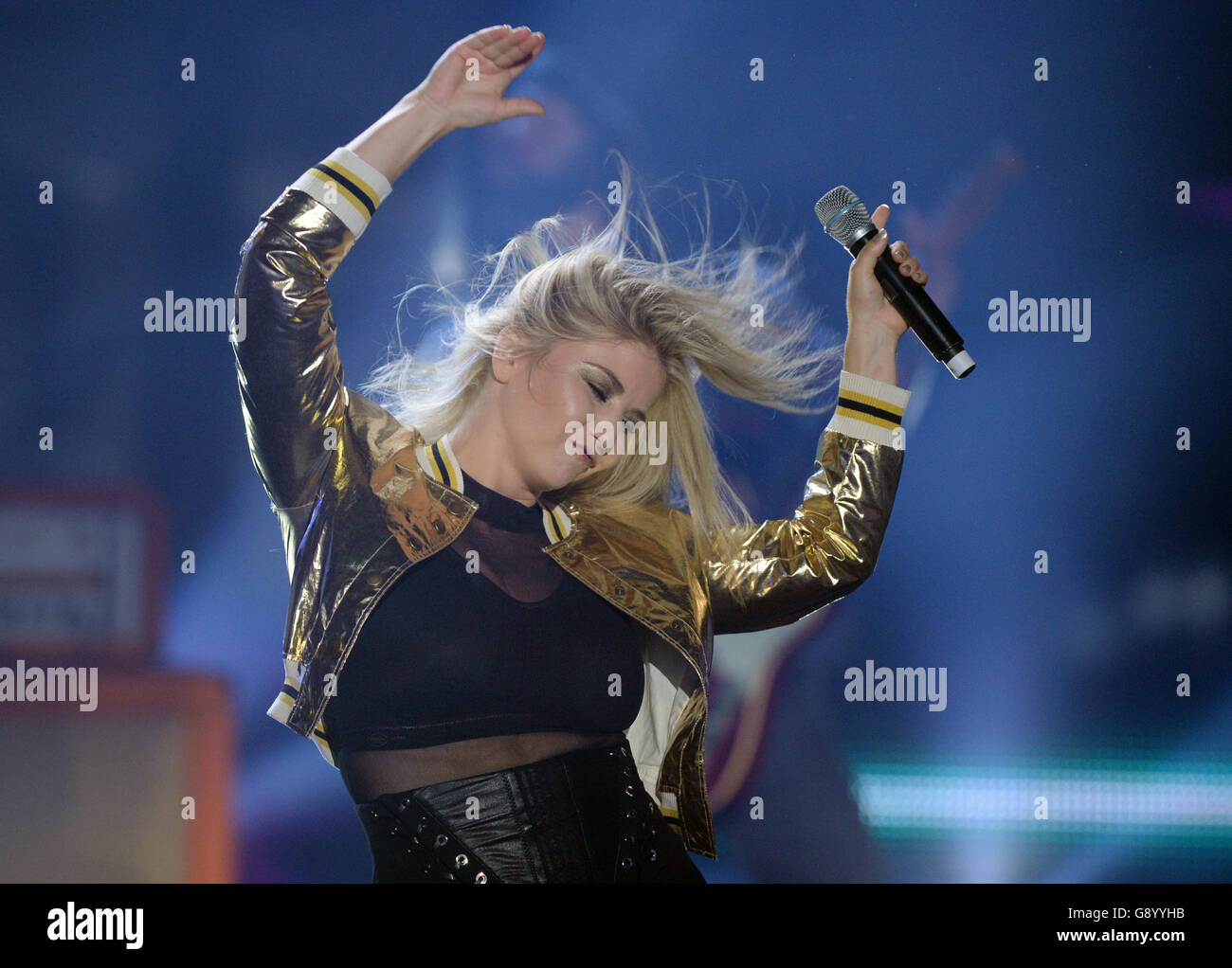 Singer Beatrice Egli performs during the show 'Unsere gröten Hits' (lit ...