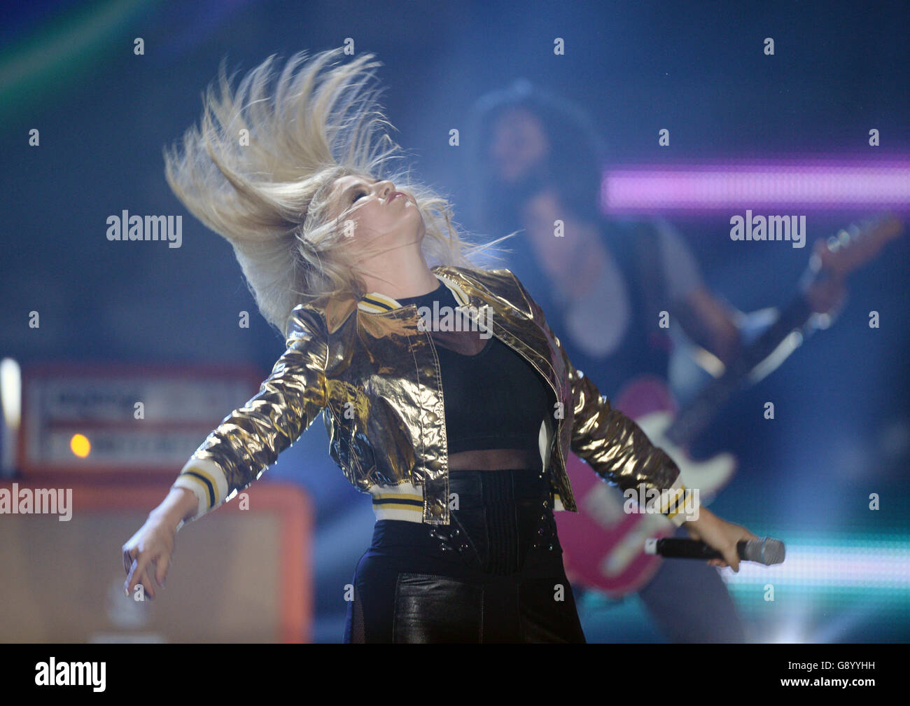 Singer Beatrice Egli performs during the show 'Unsere gröten Hits' (lit ...