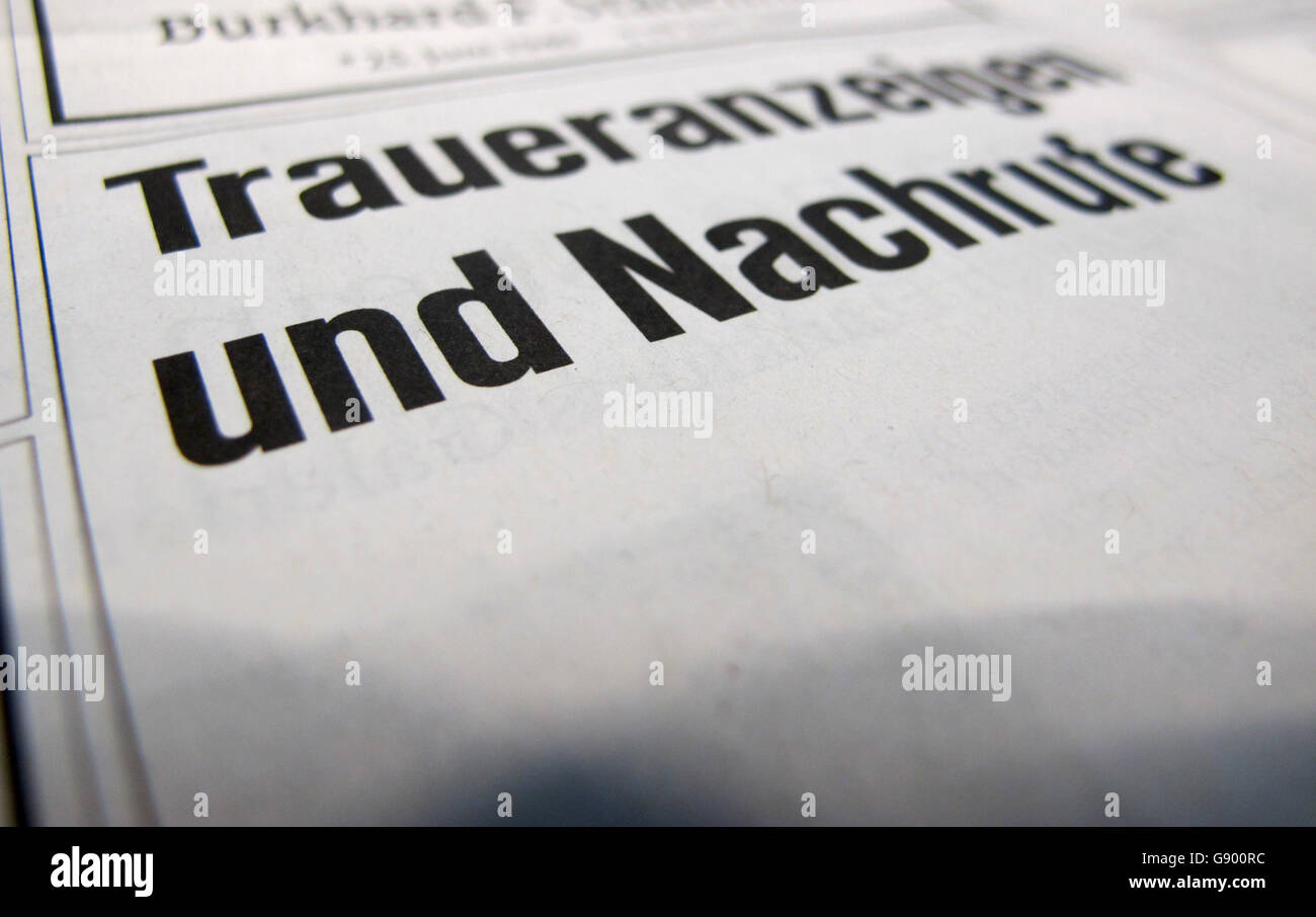 Newspaper obituary hi-res stock photography and images - Alamy