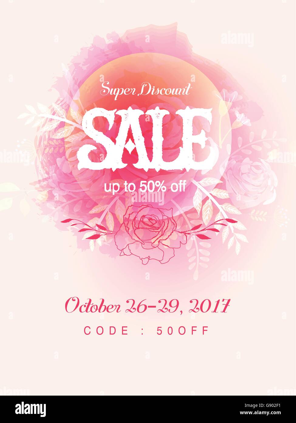 elegant sale poster template design with roses background Stock Vector ...