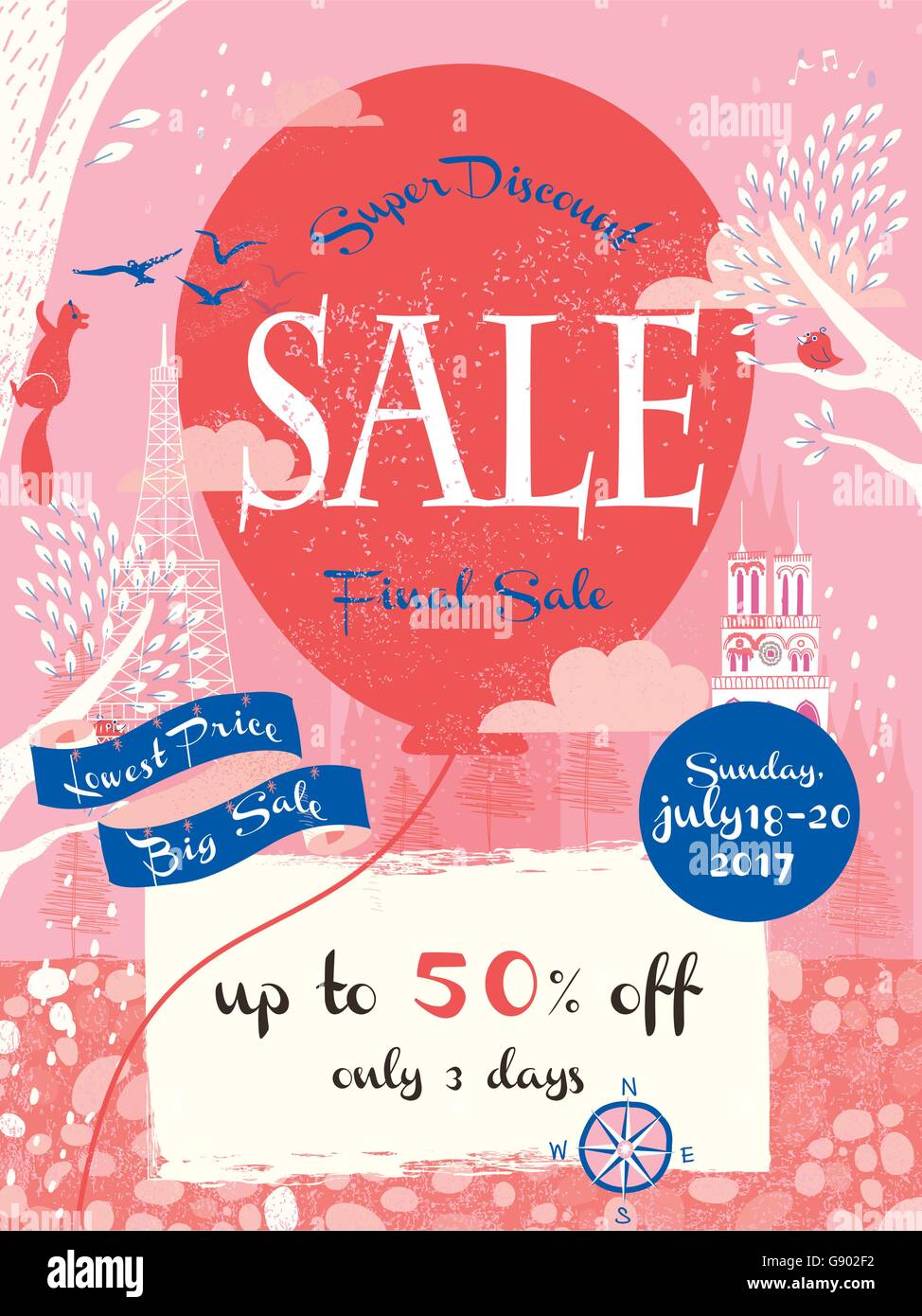 adorable final sale poster template design with red balloon Stock ...