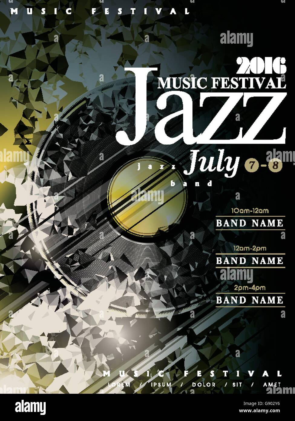 jazz poster template design with vinyl record elements Stock Vector ...