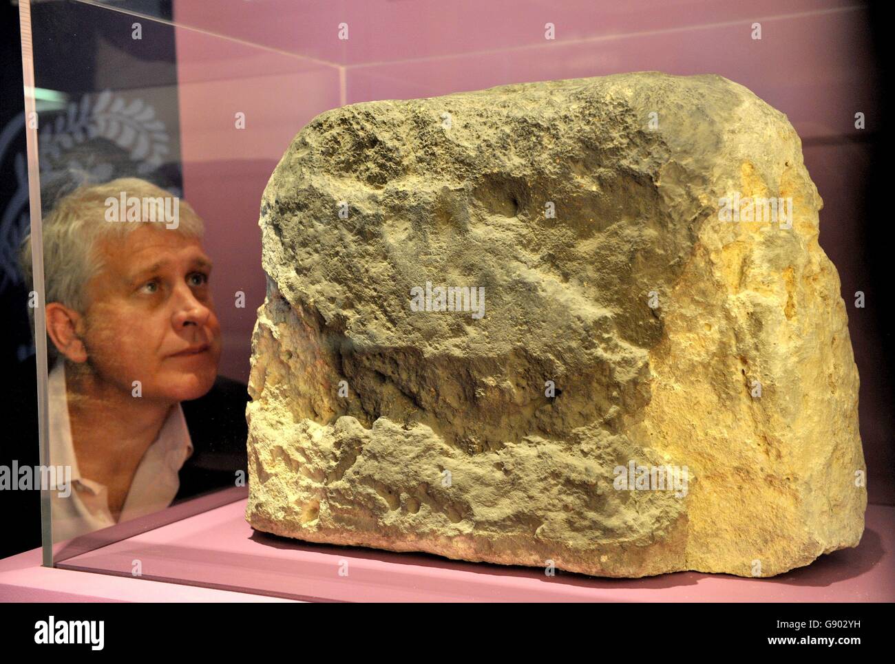 The London Stone at the Museum of London Stock Photo - Alamy