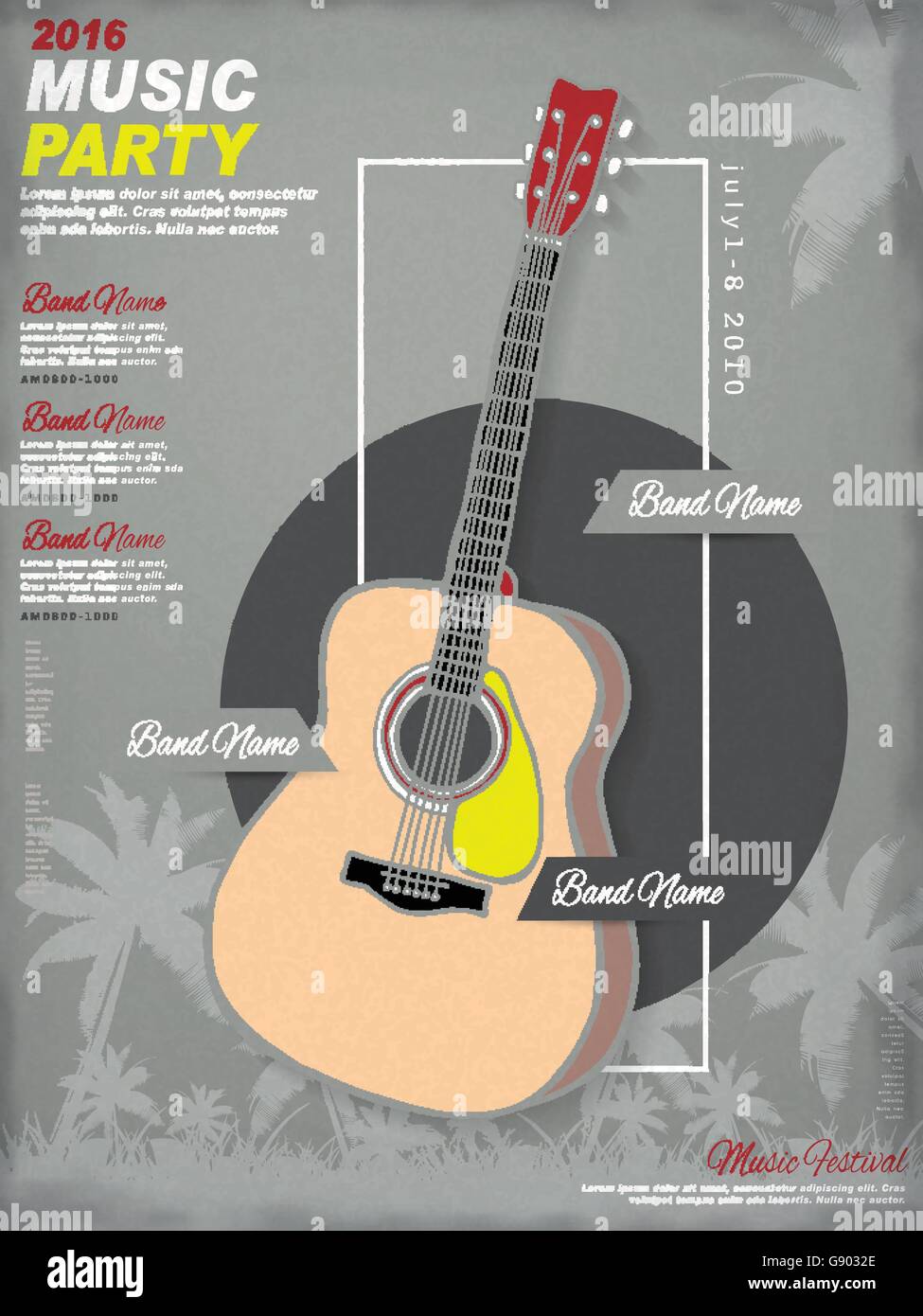 music party poster template design with guitar element Stock Vector ...
