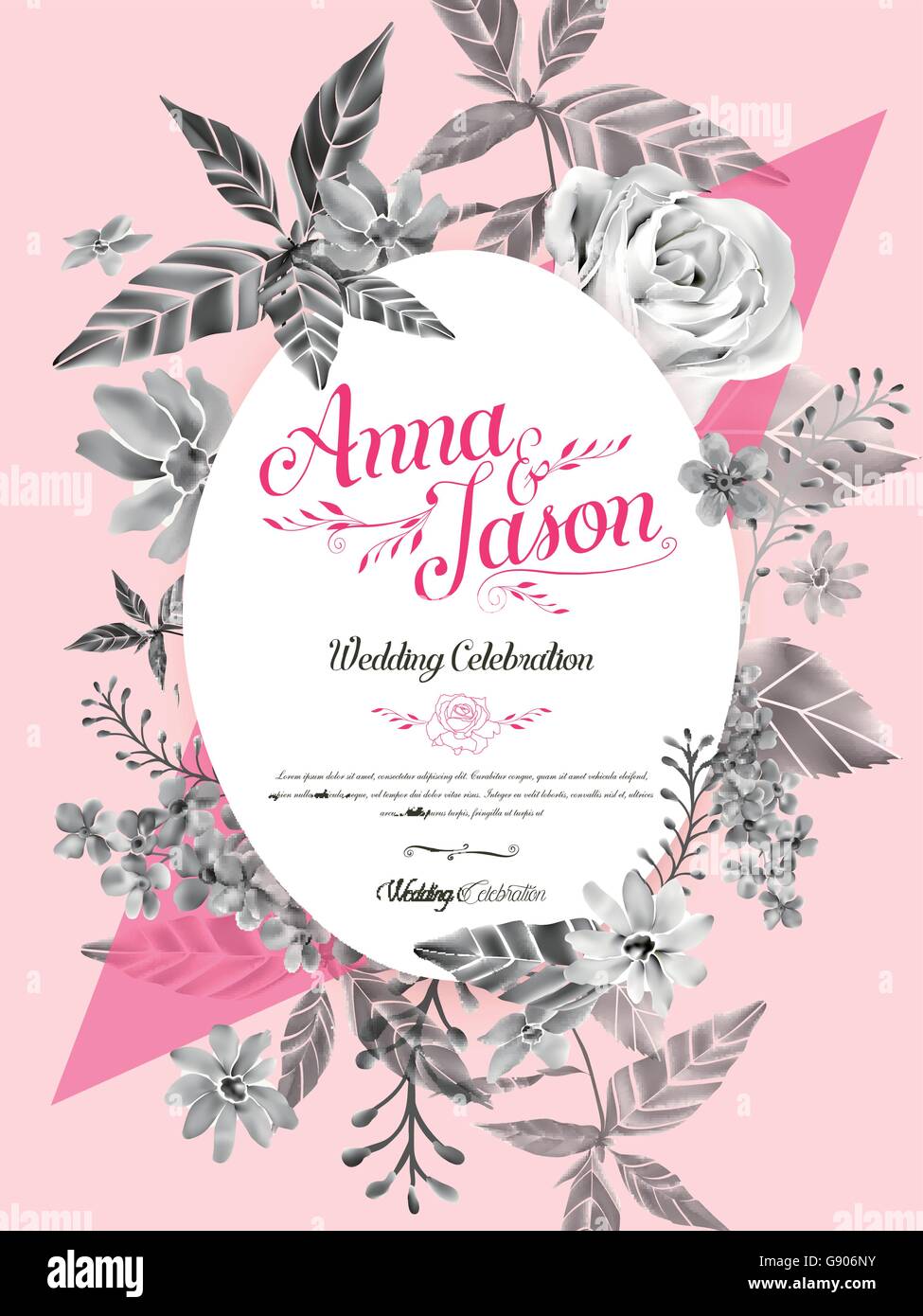 modern wedding celebration poster design with watercolor roses and ...