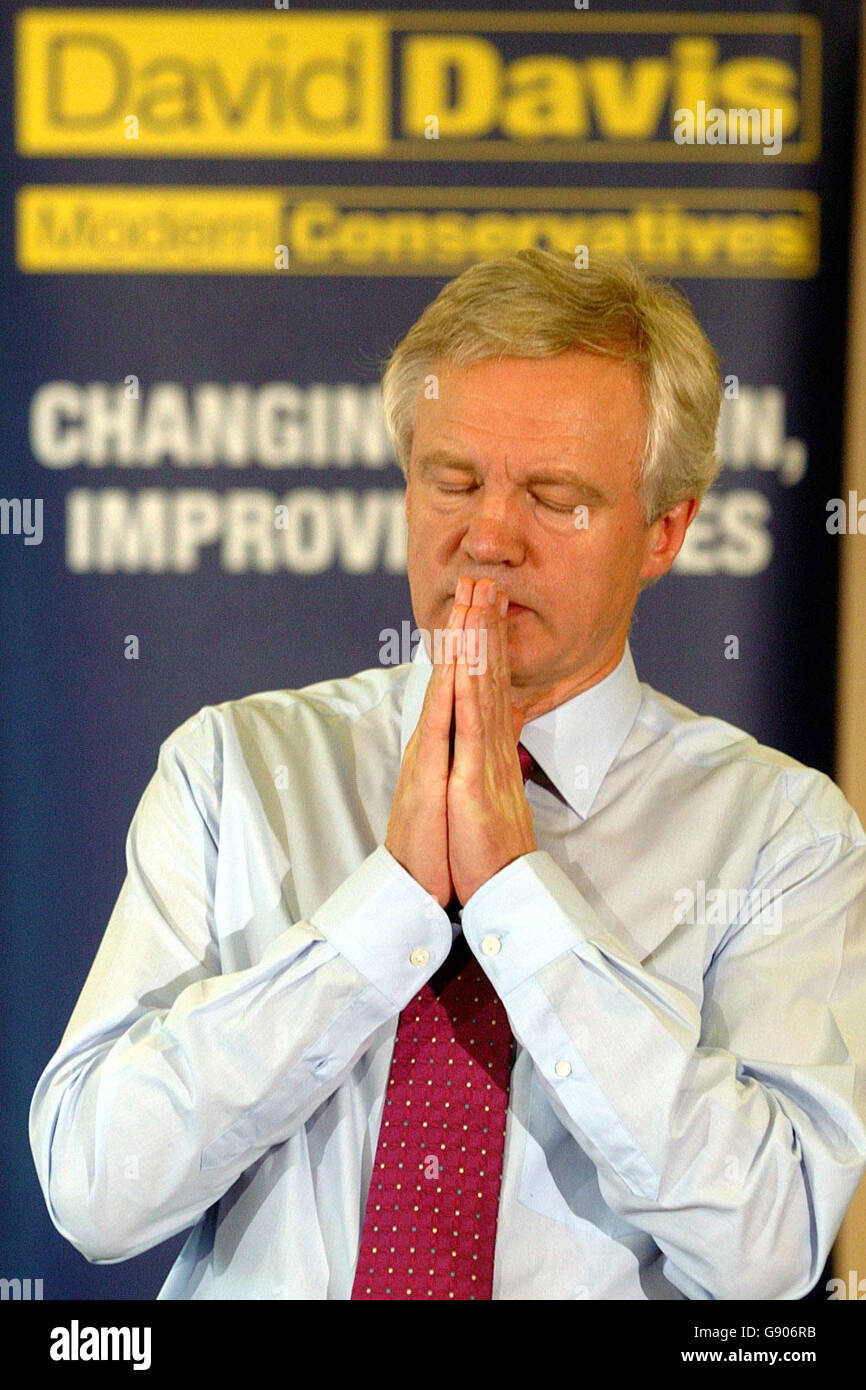 Prospective leader of the Conservative Party David Davies listens to a ...