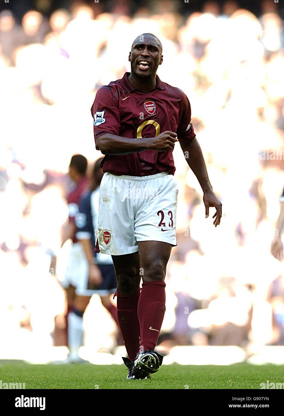 Sol Campbell, Arsenal celebrates pulling back a point against Tottenham ...
