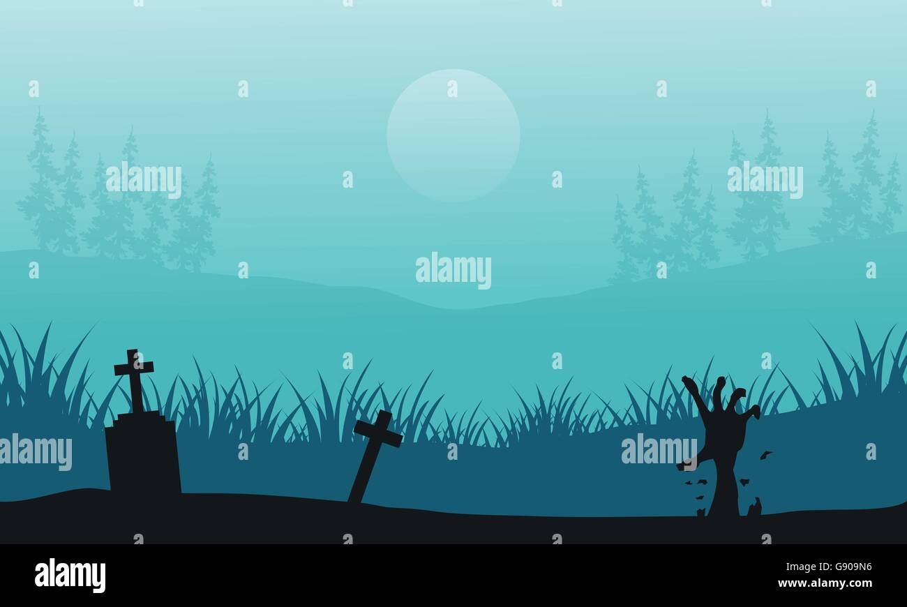 Hand zombie in tomb Halloween scenery Stock Vector Image & Art - Alamy