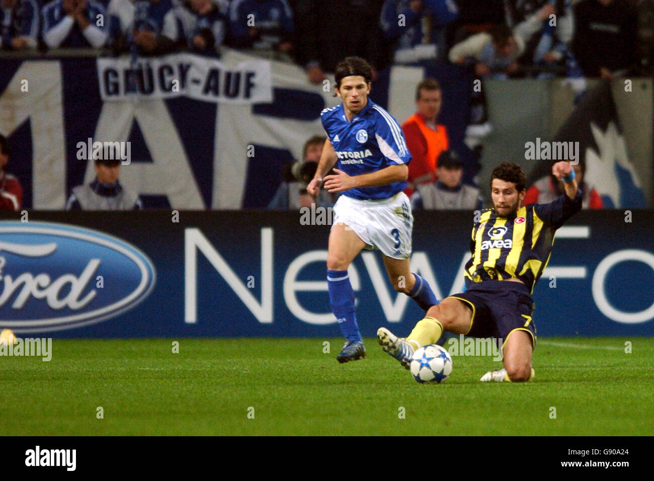 Schalke's Levan Kobiashvili and Fenerbahce's Mehmet Yozgatli battle for ...