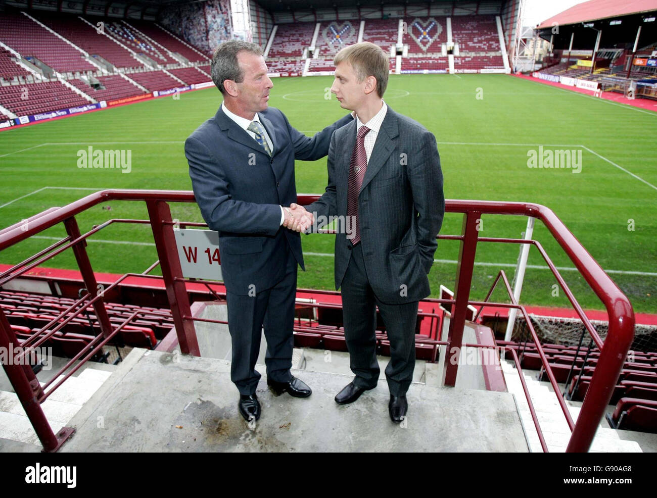 Hearts new first team coach Graham Rix (L) is welcomed by chairman ...