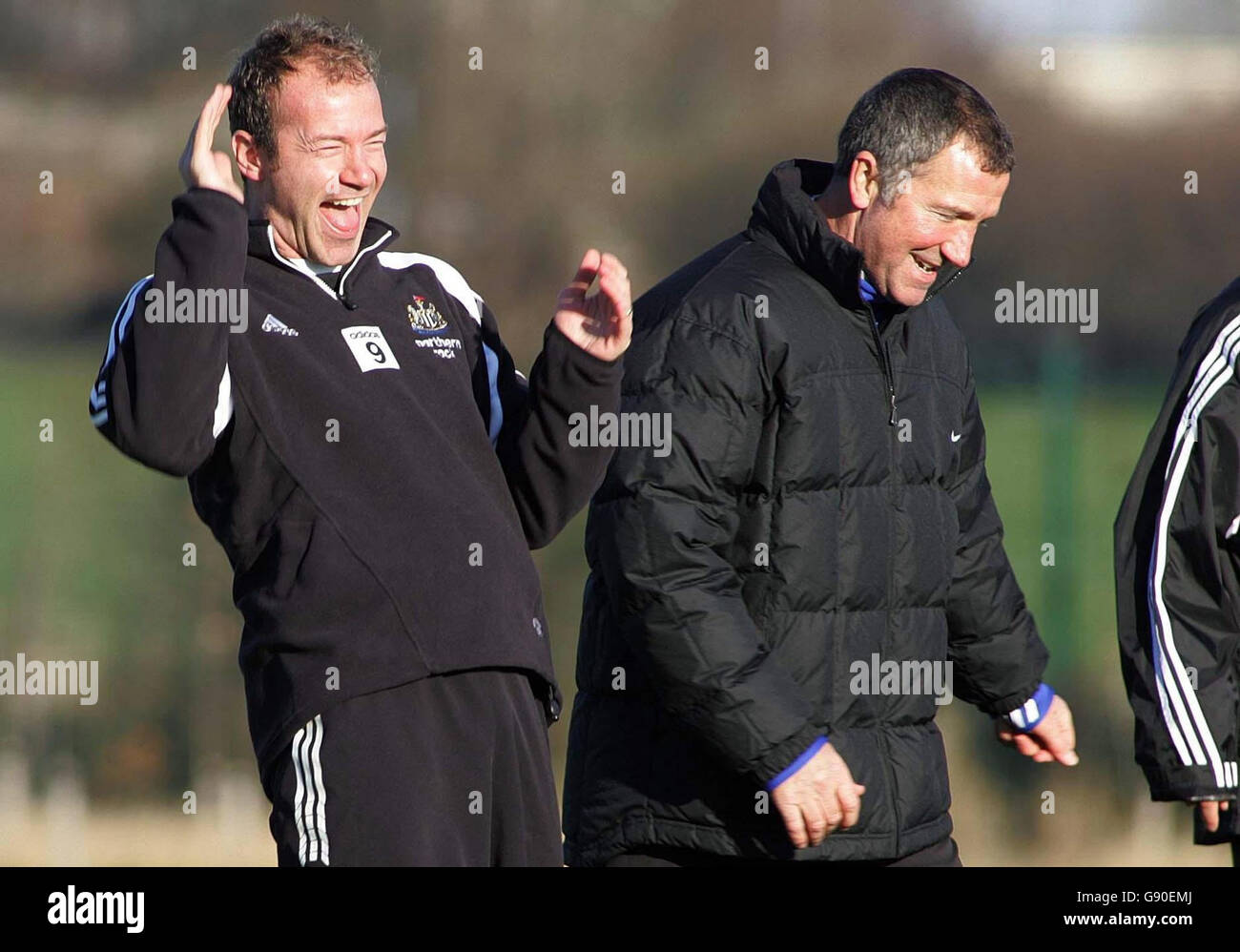Newcastle uniteds manager alan during training session at longbenton hi ...