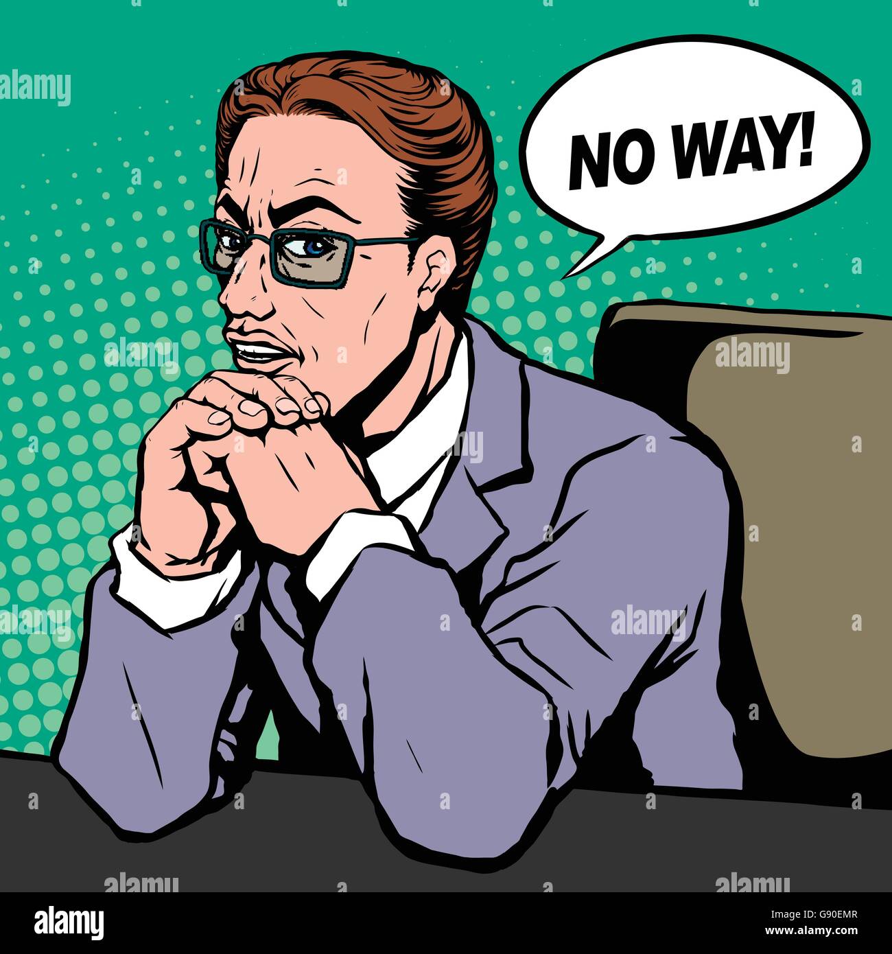 pop art illustration - businessman says NO WAY in retro comic style ...