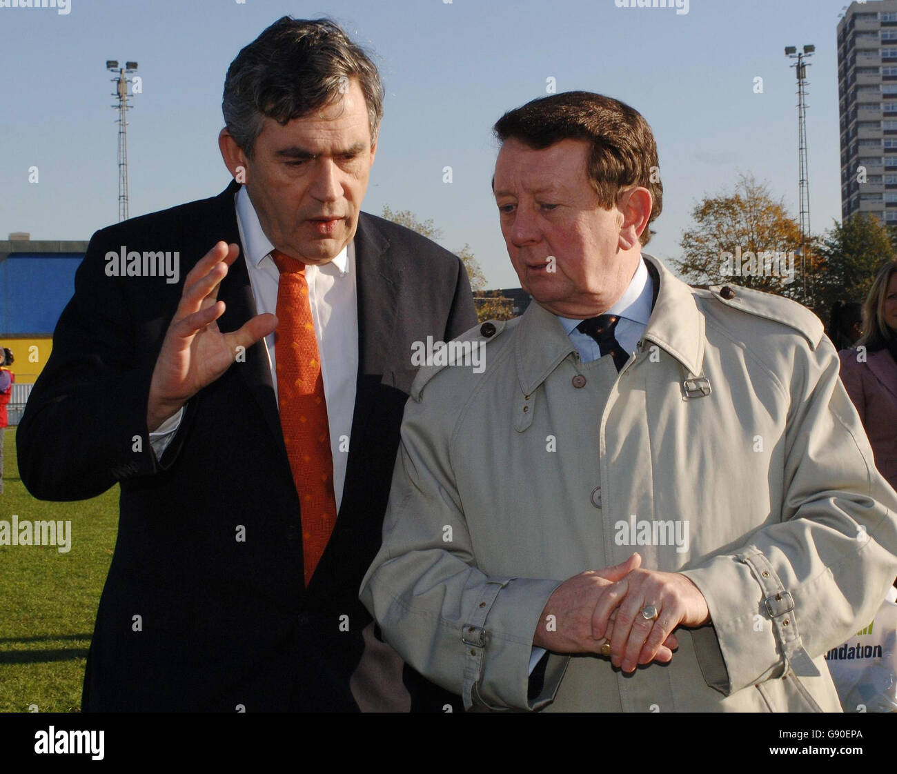 Chancellor gordon brown left with david richards hi-res stock ...