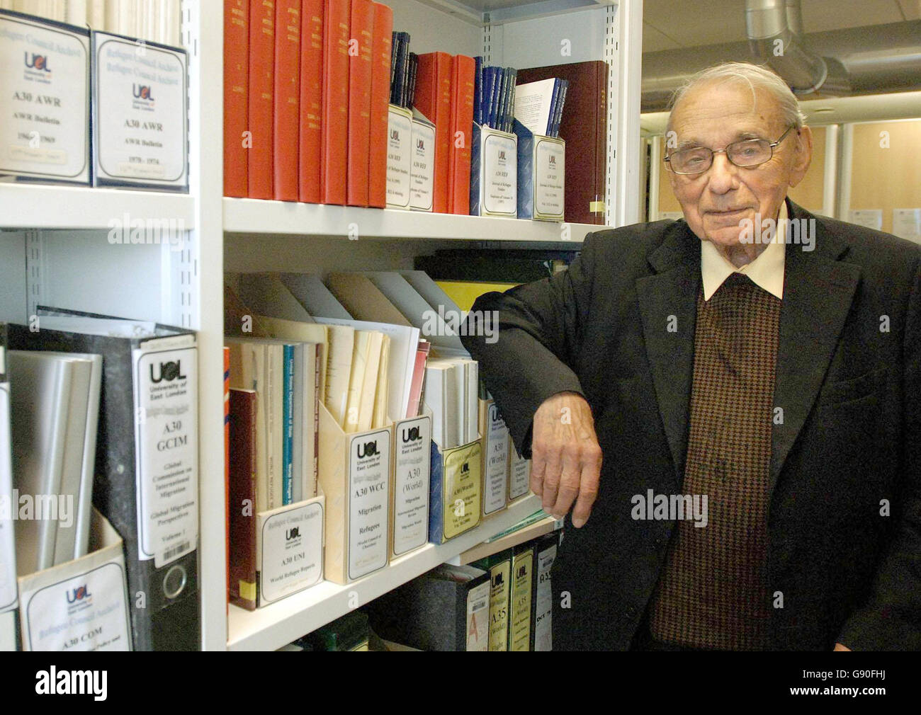 96-year-old Bernard Herzberg from north London in the library at the ...