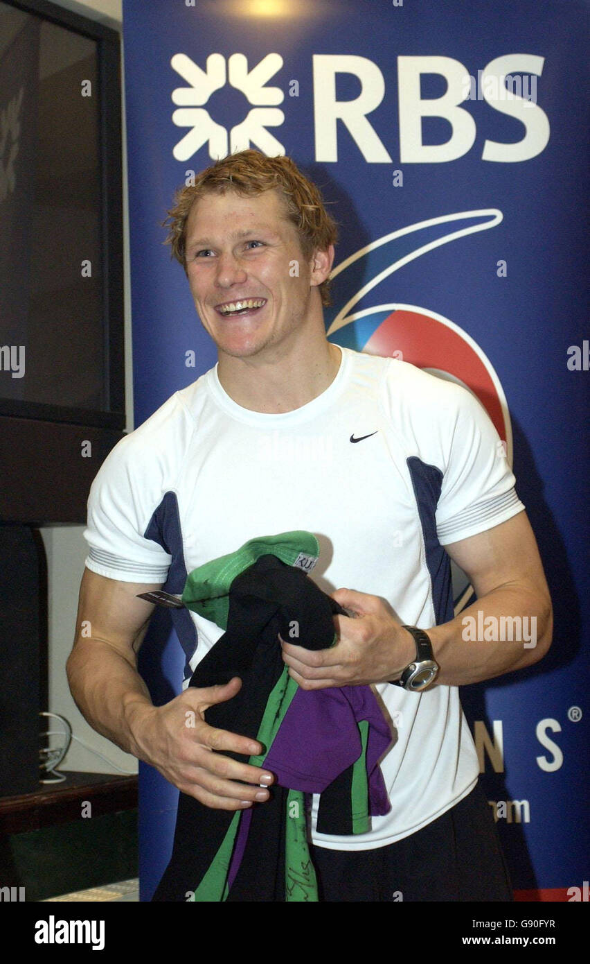 Josh Lewsey, England and Lions Rugby star, at a press conference after ...