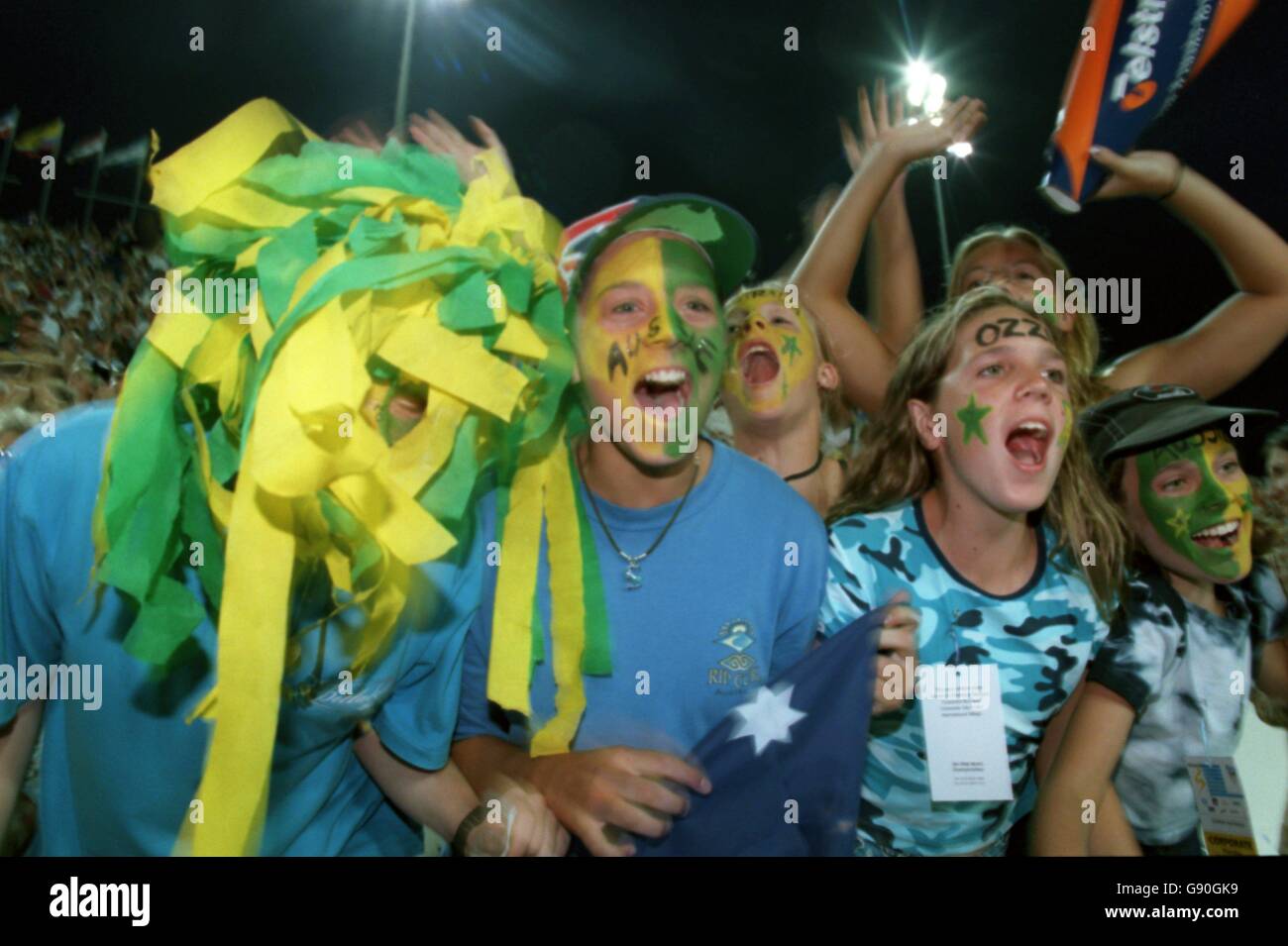 Young Australian fans celebrate another Australan gold medal Stock ...