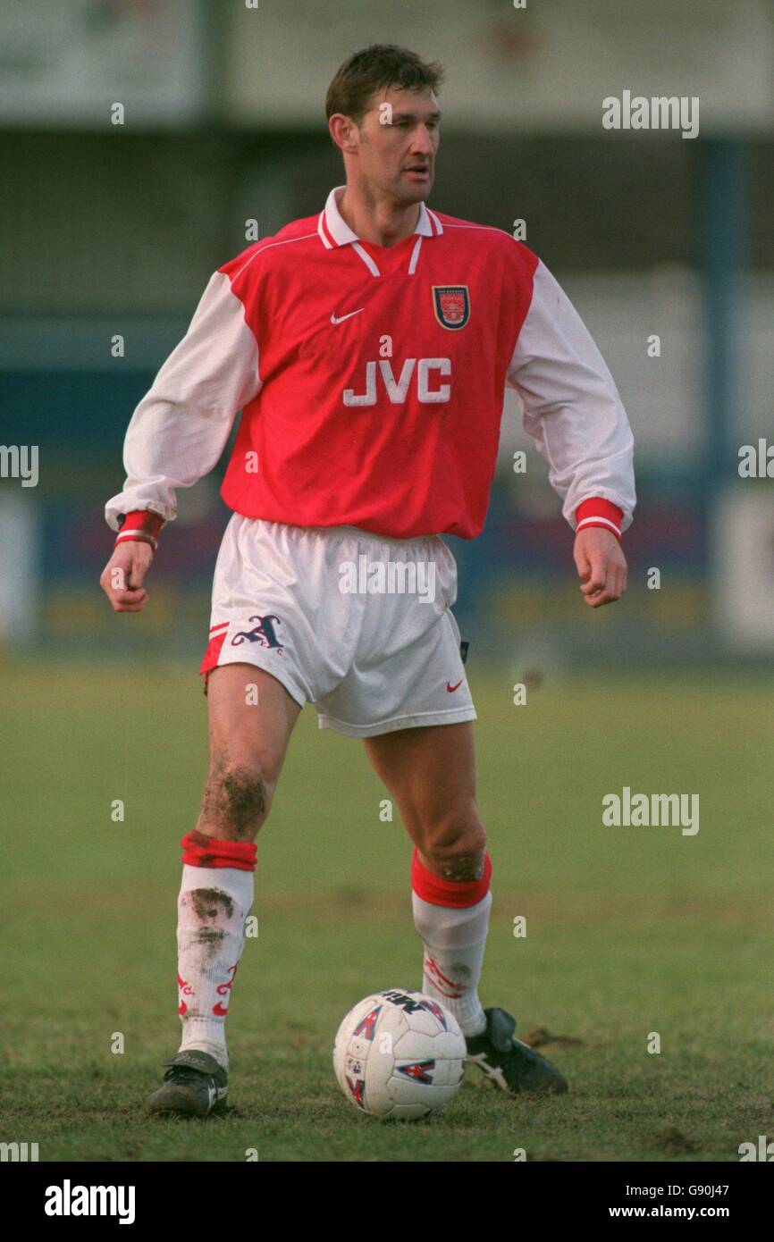 Tony Adams of Arsenal returns to football playing in a reserve game at ...