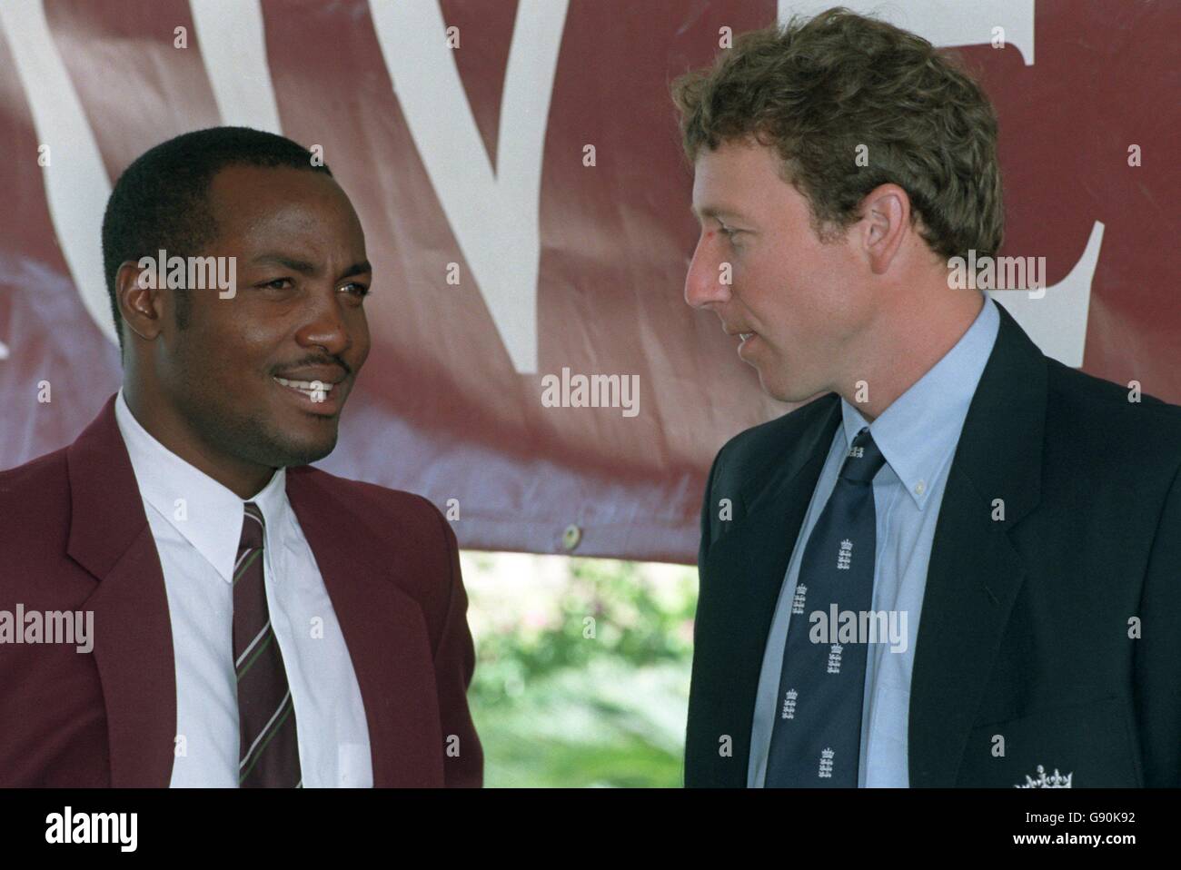 Test captains Brian Lara of West Indies (left) and Michael Atherton of ...