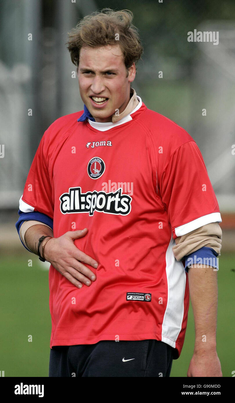Prince William during a training session at Charlton Athletic's ...